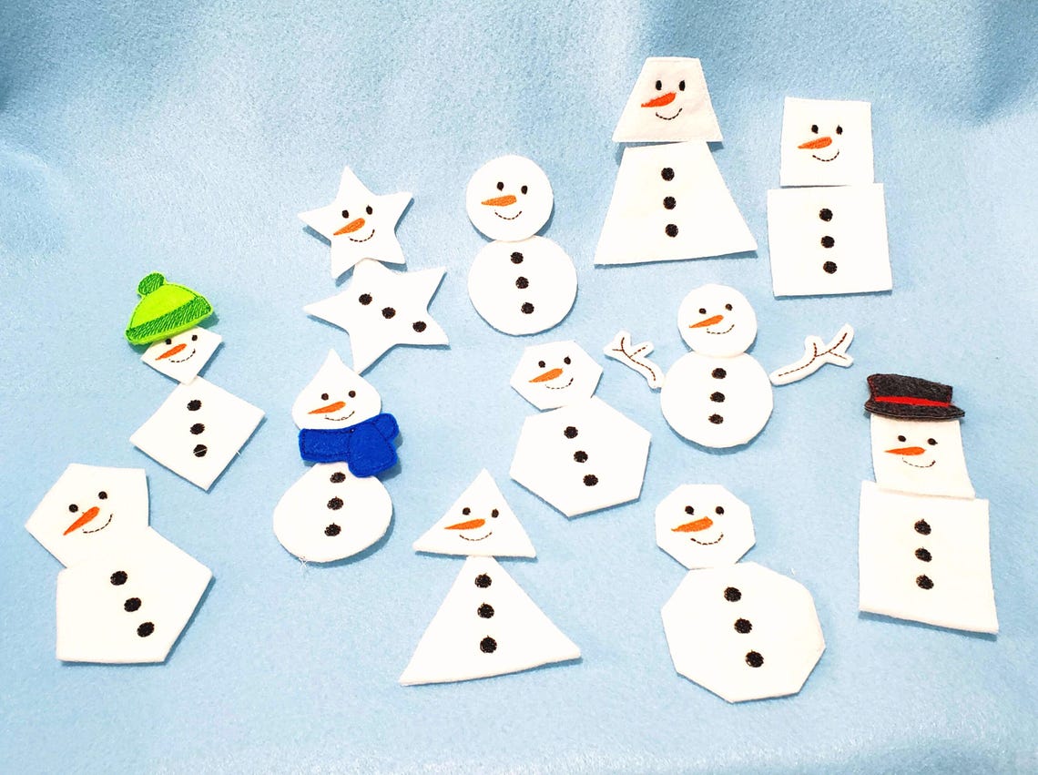 Snowman Matching Shapes Game for Shape Identification - 12 Different ...
