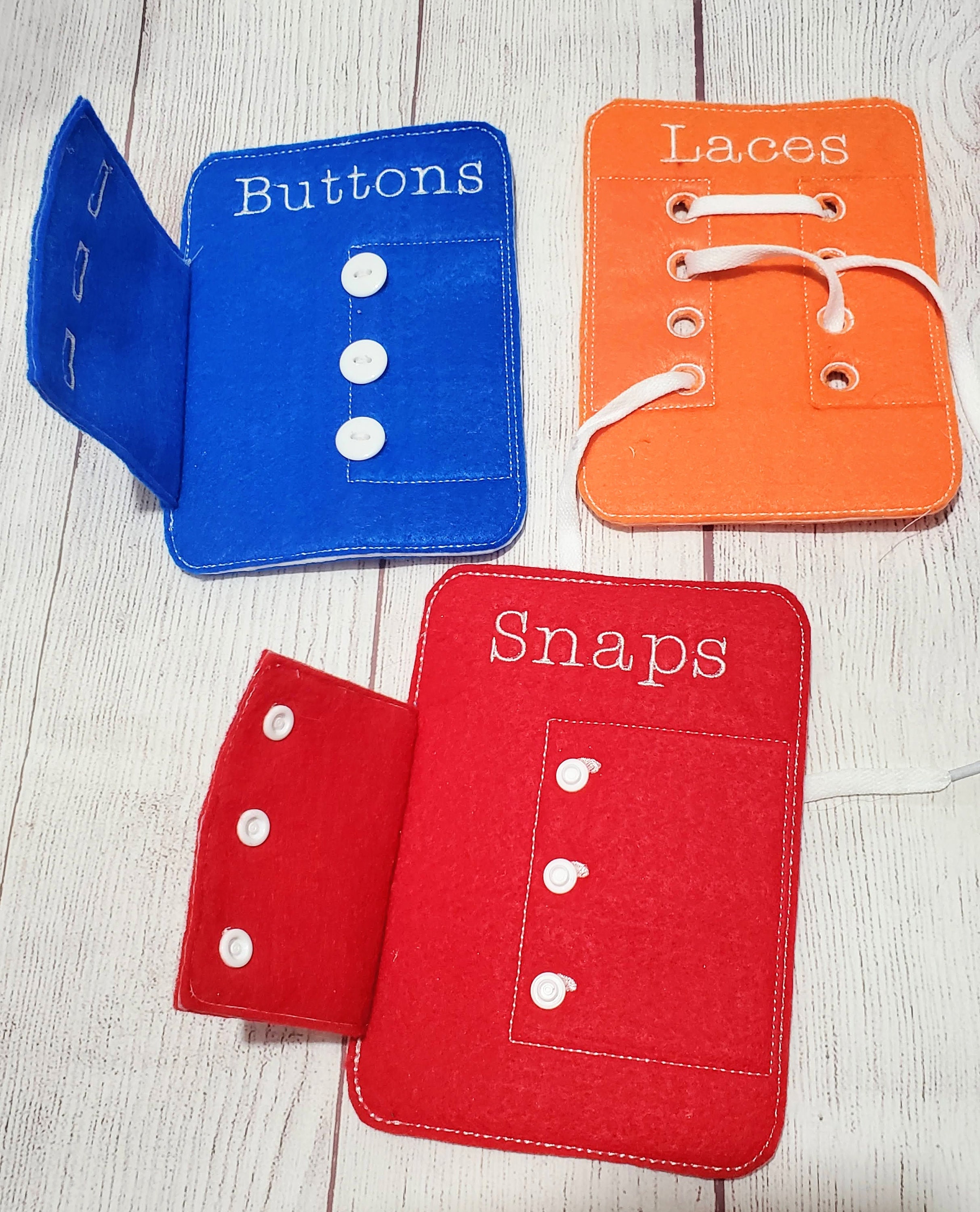 Eco-felt Closure Boards – Button, Snap, and Lacing Practice - Etsy