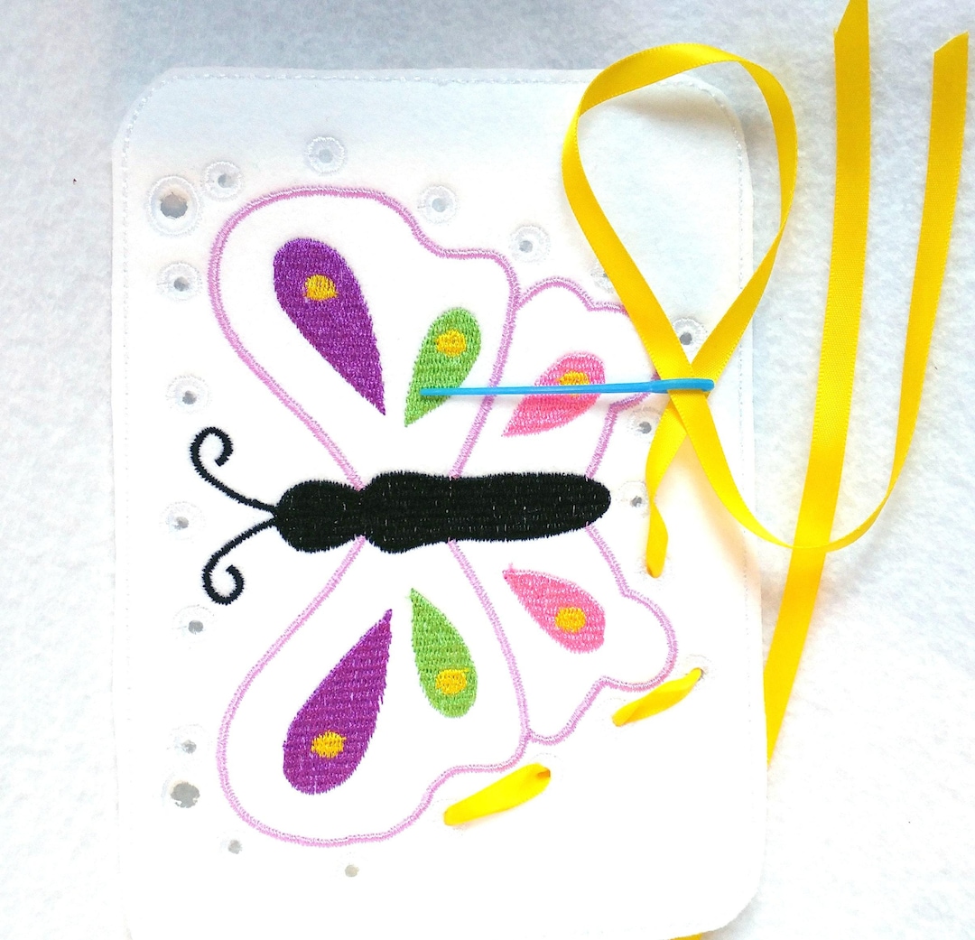 Butterfly Lacing Toddler Quiet Book Page - Busy Book - #QB143 - Etsy