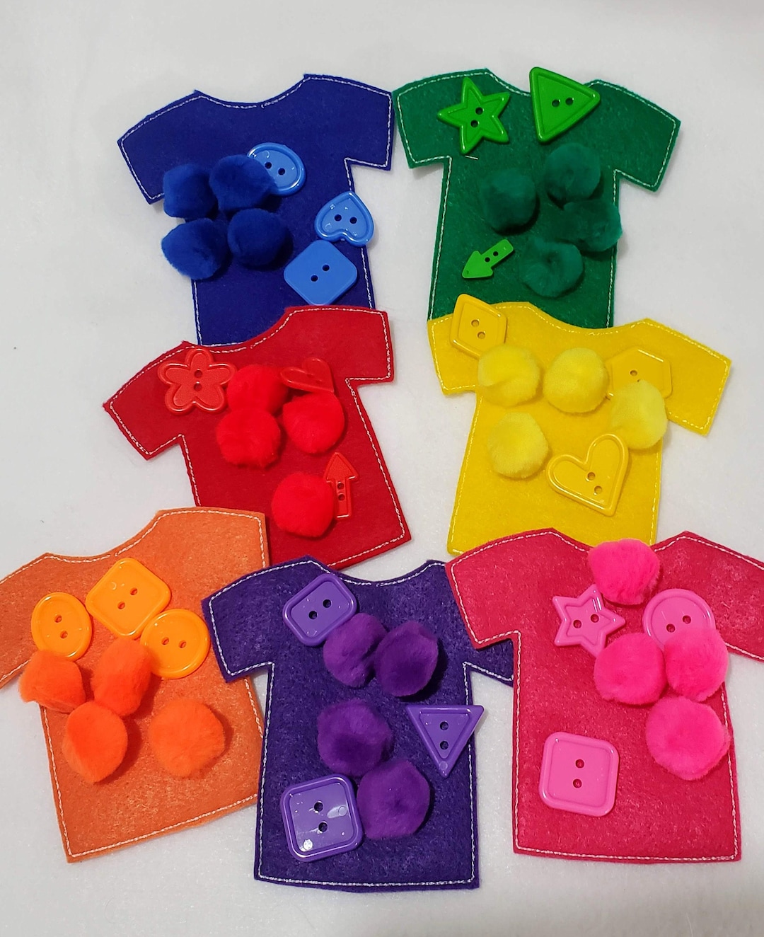 Color Sorting Busy Bag 7 Colors Felt Shirts for Preschoolers and ...
