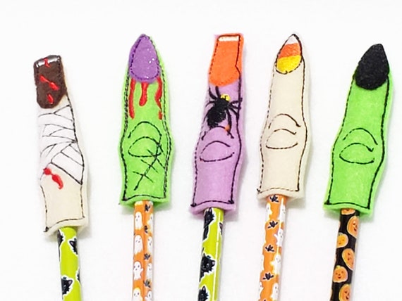 Halloween set of 5 scary fingers pencil toppers - Halloween trick or ...