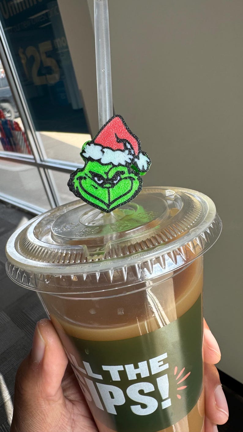 Grinch Straw Topper - Etsy