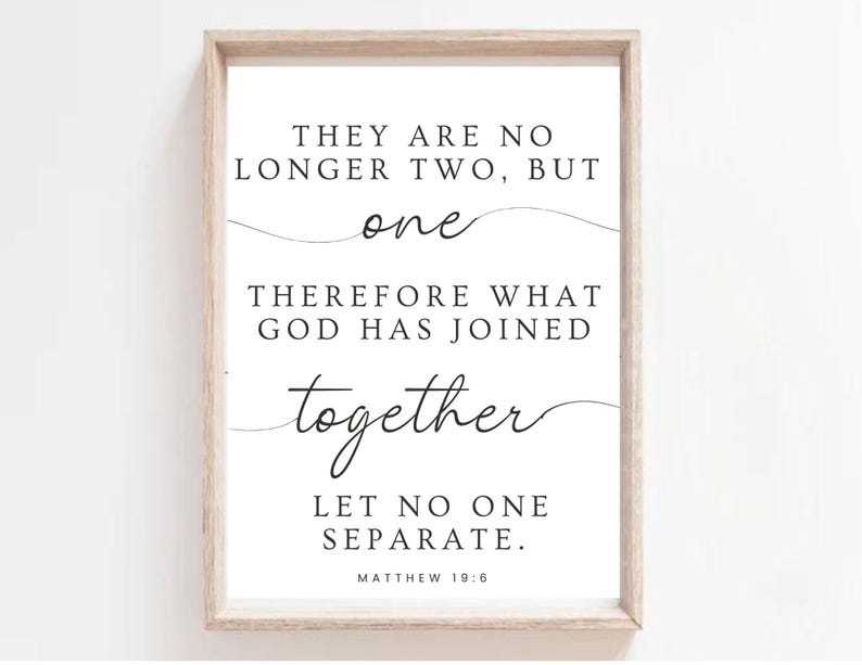 No Longer Two but One Wedding Bible Verse Sign, Matthew 19:6 Scripture ...