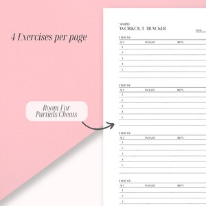 Simple Workout Tracker Printable & Digital, Daily Weightlifting Fitness ...