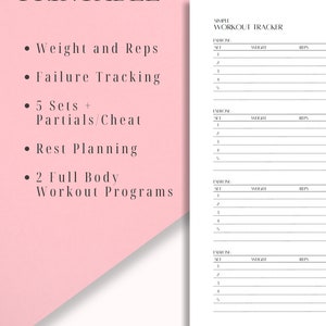 Simple Workout Tracker Printable & Digital, Daily Weightlifting Fitness ...