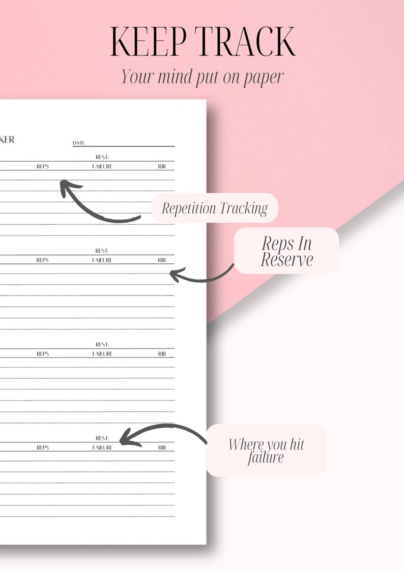 Simple Workout Tracker Printable & Digital, Daily Weightlifting Fitness ...