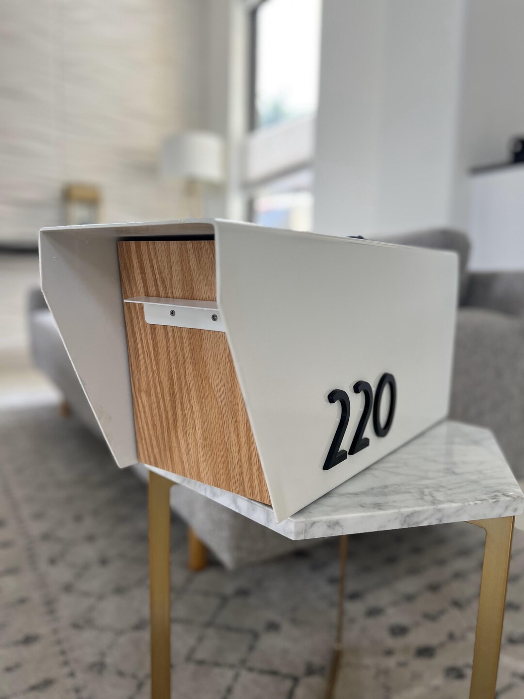 Modern, Post Mounted Mailbox, White Custom Mailbox With Real Hardwood ...