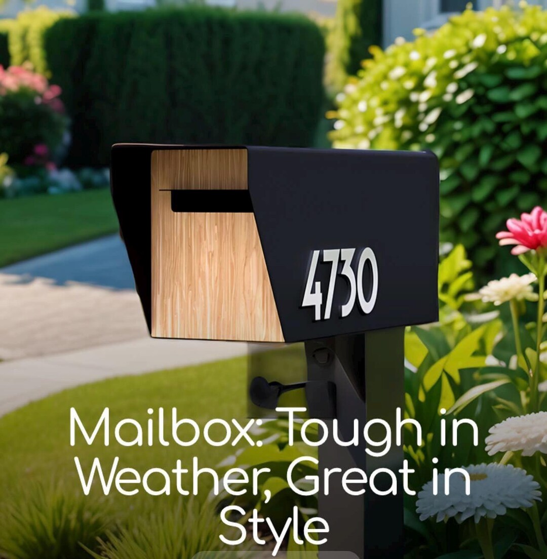 Modern Post Mounted Mailbox Custom Mailbox Hardwood Door Full Metal ...