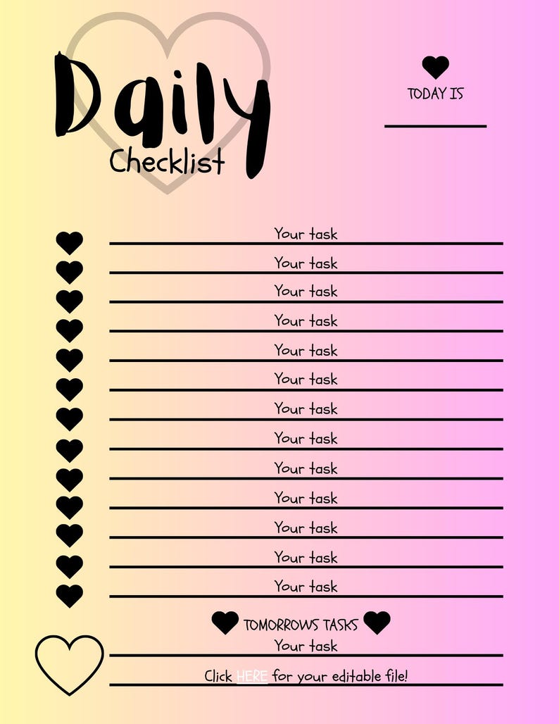 Daily Checklist - Etsy