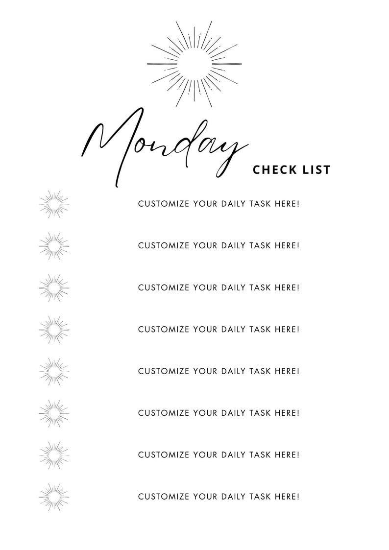 Cute Weekly Check List - Etsy