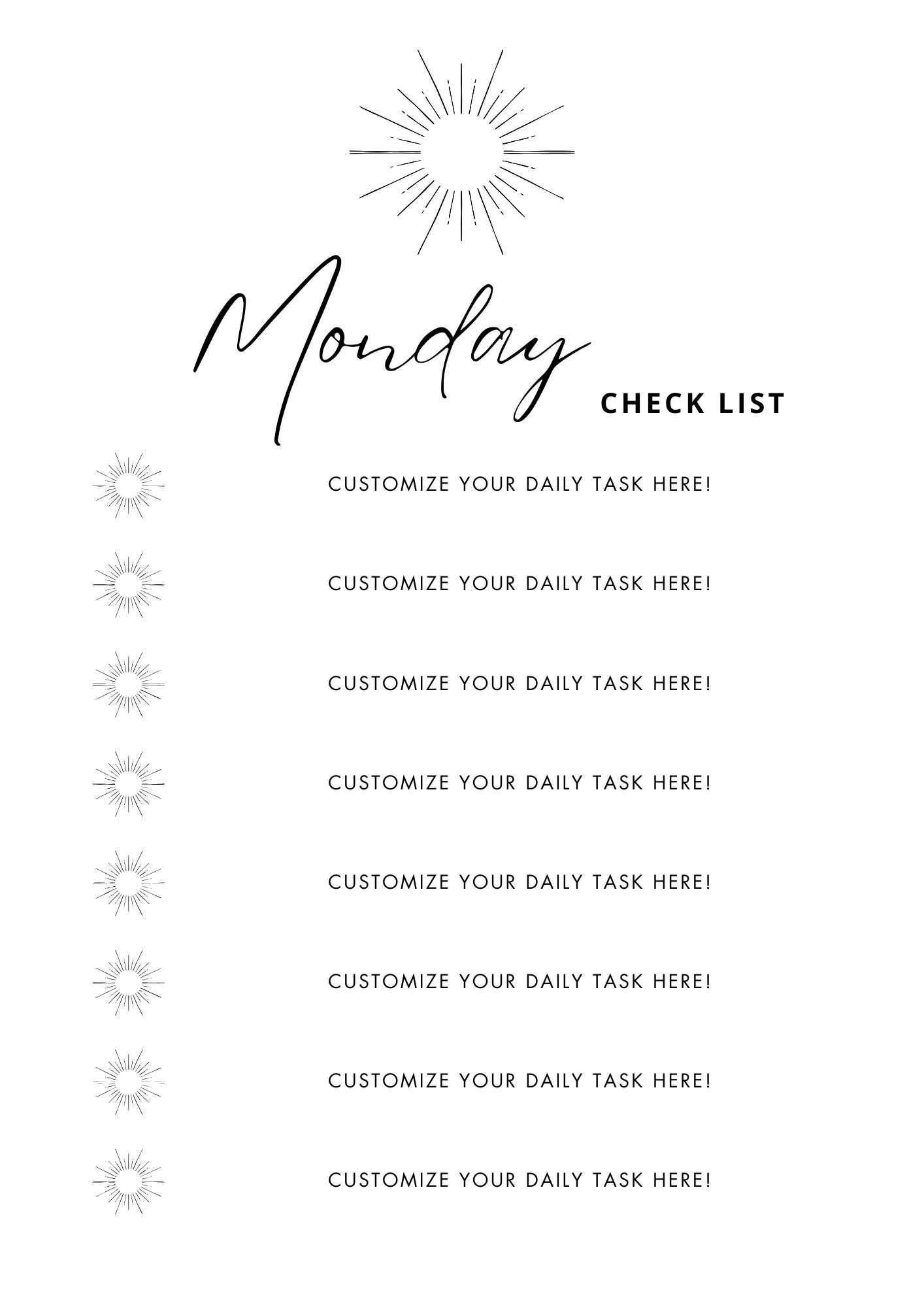 Cute Weekly Check List - Etsy