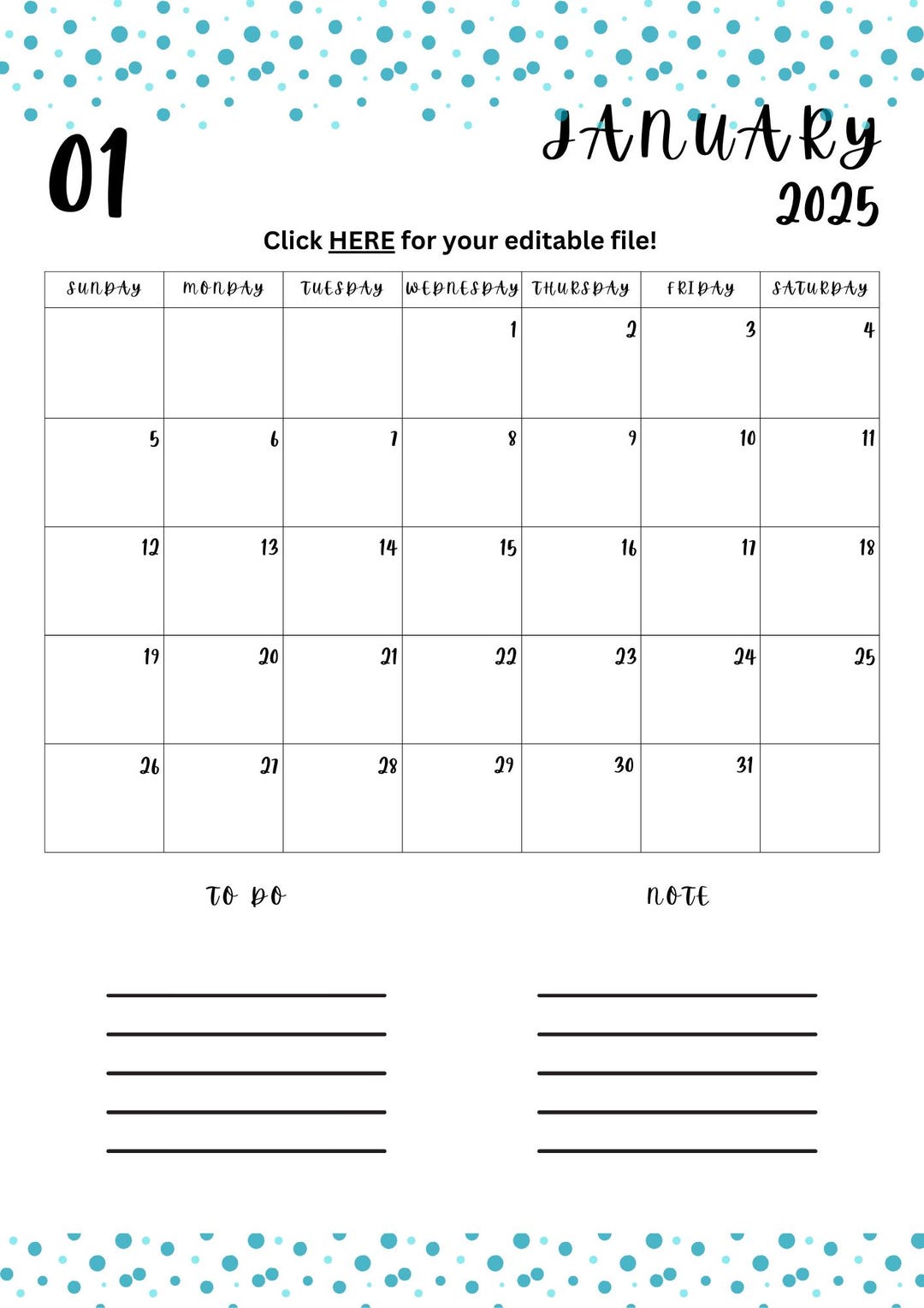2025 Dot Calendar - Etsy