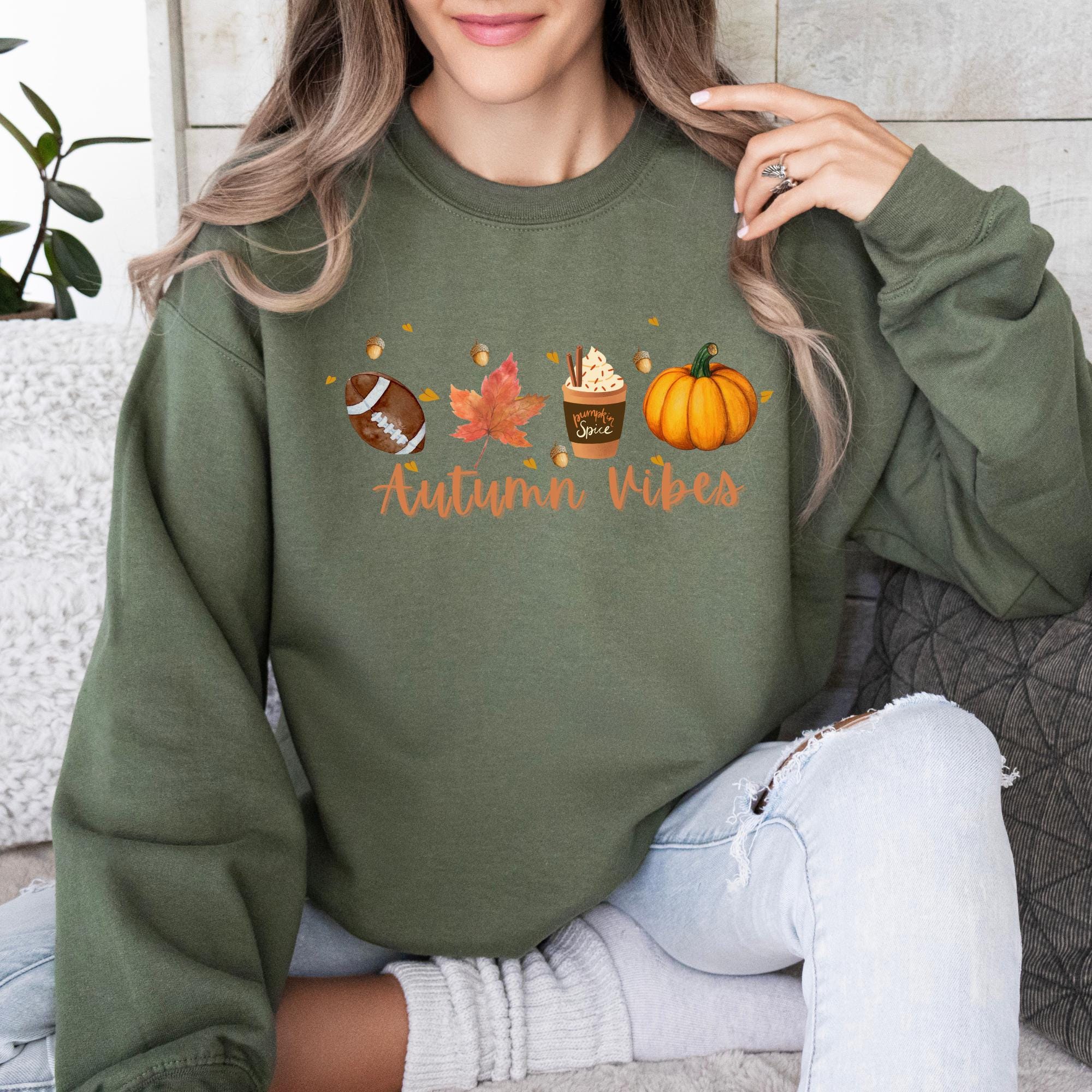 Autumn Vibes Sweatshirt, Pumpkin Spice Latte Fall Sweater, Cute ...