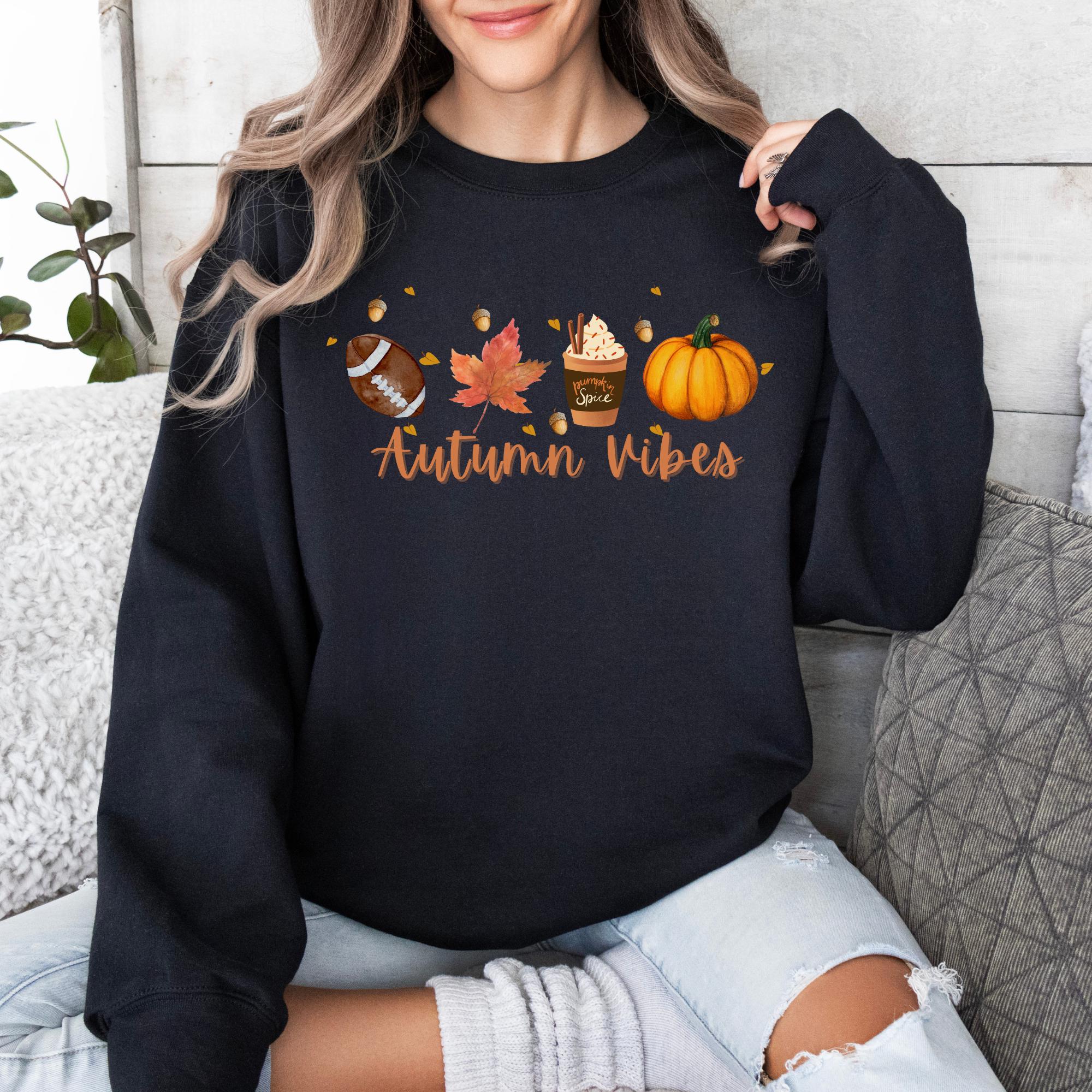 Autumn Vibes Sweatshirt, Pumpkin Spice Latte Fall Sweater, Cute ...