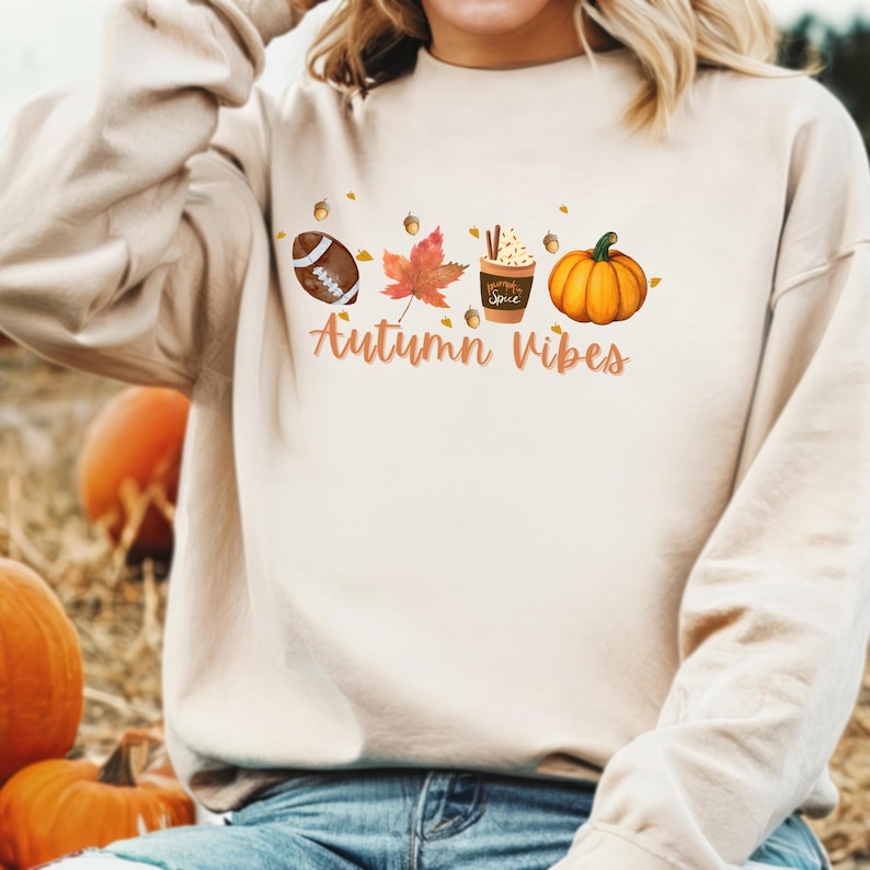 Autumn Vibes Sweatshirt, Pumpkin Spice Latte Fall Sweater, Cute ...