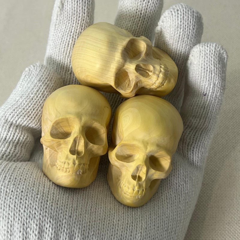 Wood Skull Figurine - Etsy