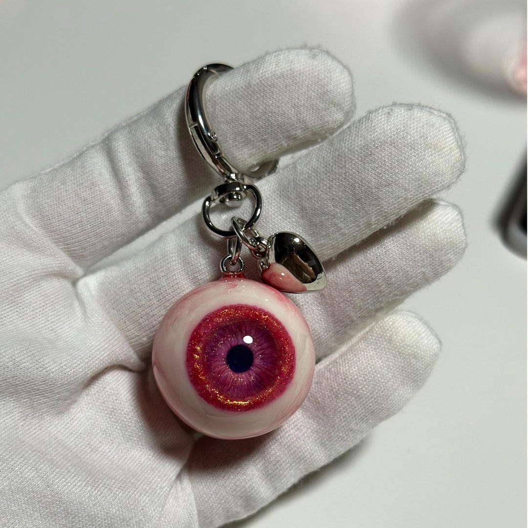 Handcrafted Resin Eyeball Keychain: Golden Glitter Iris, Gothic Style ...
