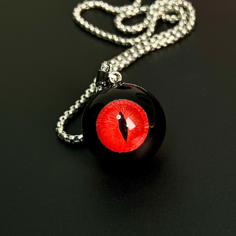 Mystical Witchcraft Black Cat Eye Necklace - Blood Red Eyeball Pendant ...