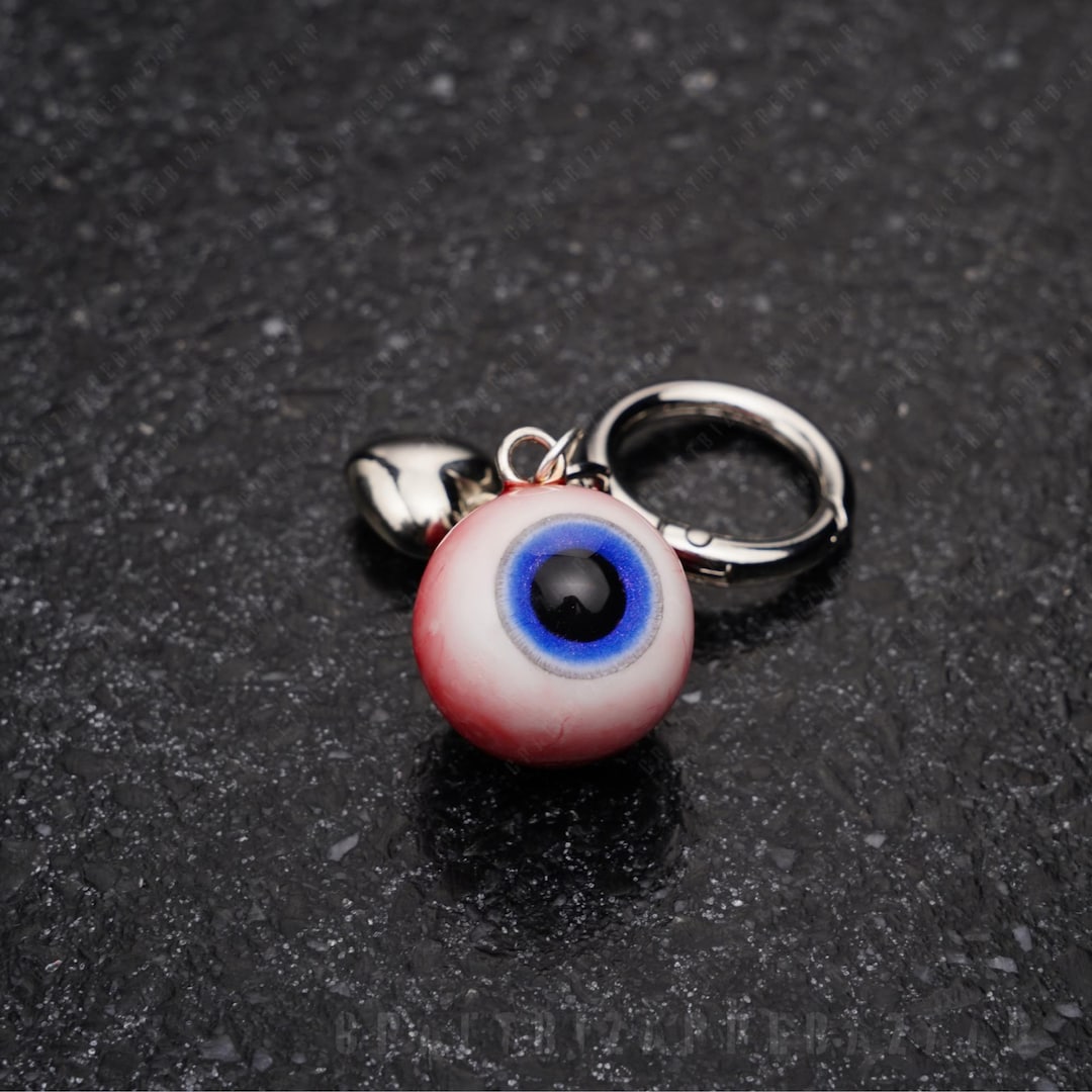 Handmade Minimalist Blue Eyeball Keychain, Gothic All Seeing Eye Charm ...
