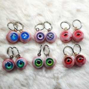Handmade Personalized Weird Eyeball Earrings for Gothic, Funky Jewelry ...