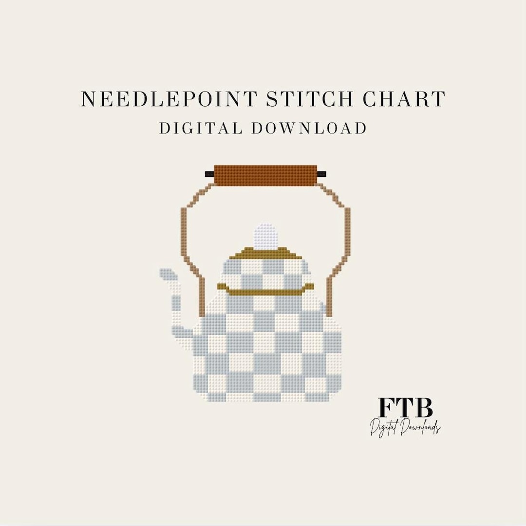 Grey Tea Kettle (multiple Versions) - Digital Needlepoint Chart - PDF ...