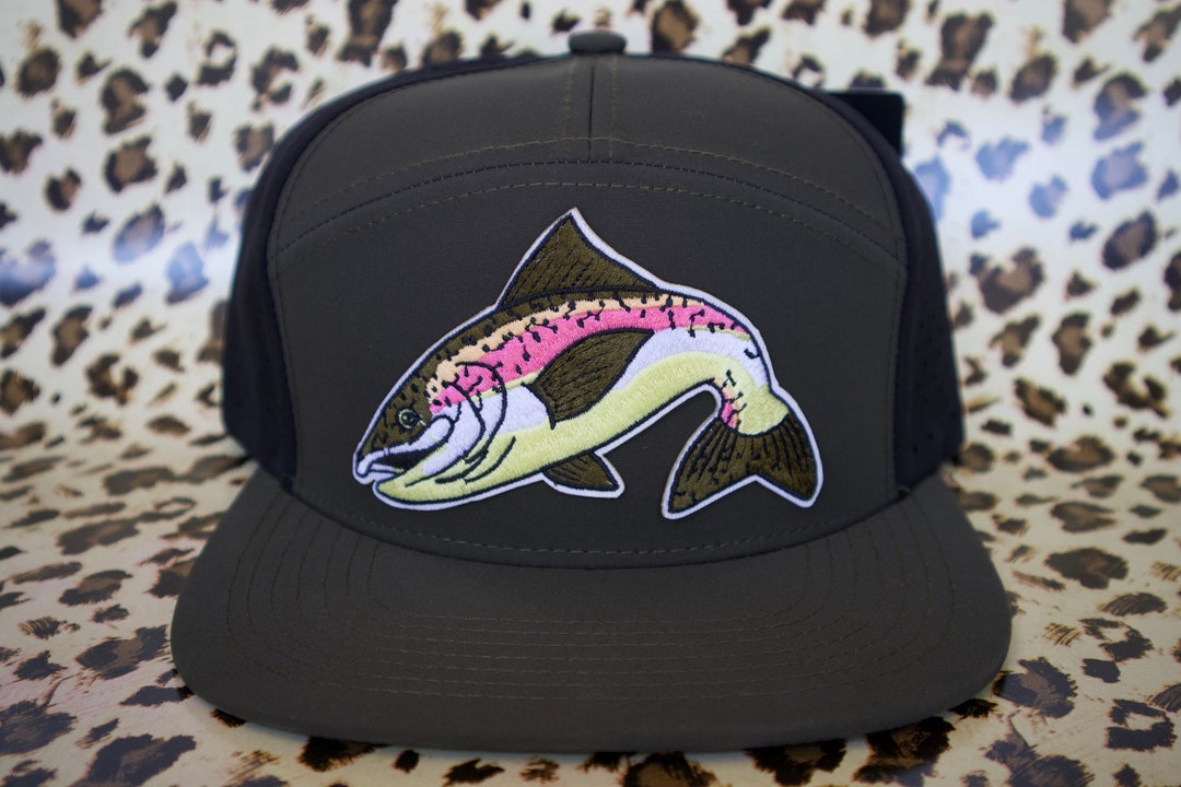 Black and Forest Green 7 Panel Fish Patch Hat. - Etsy