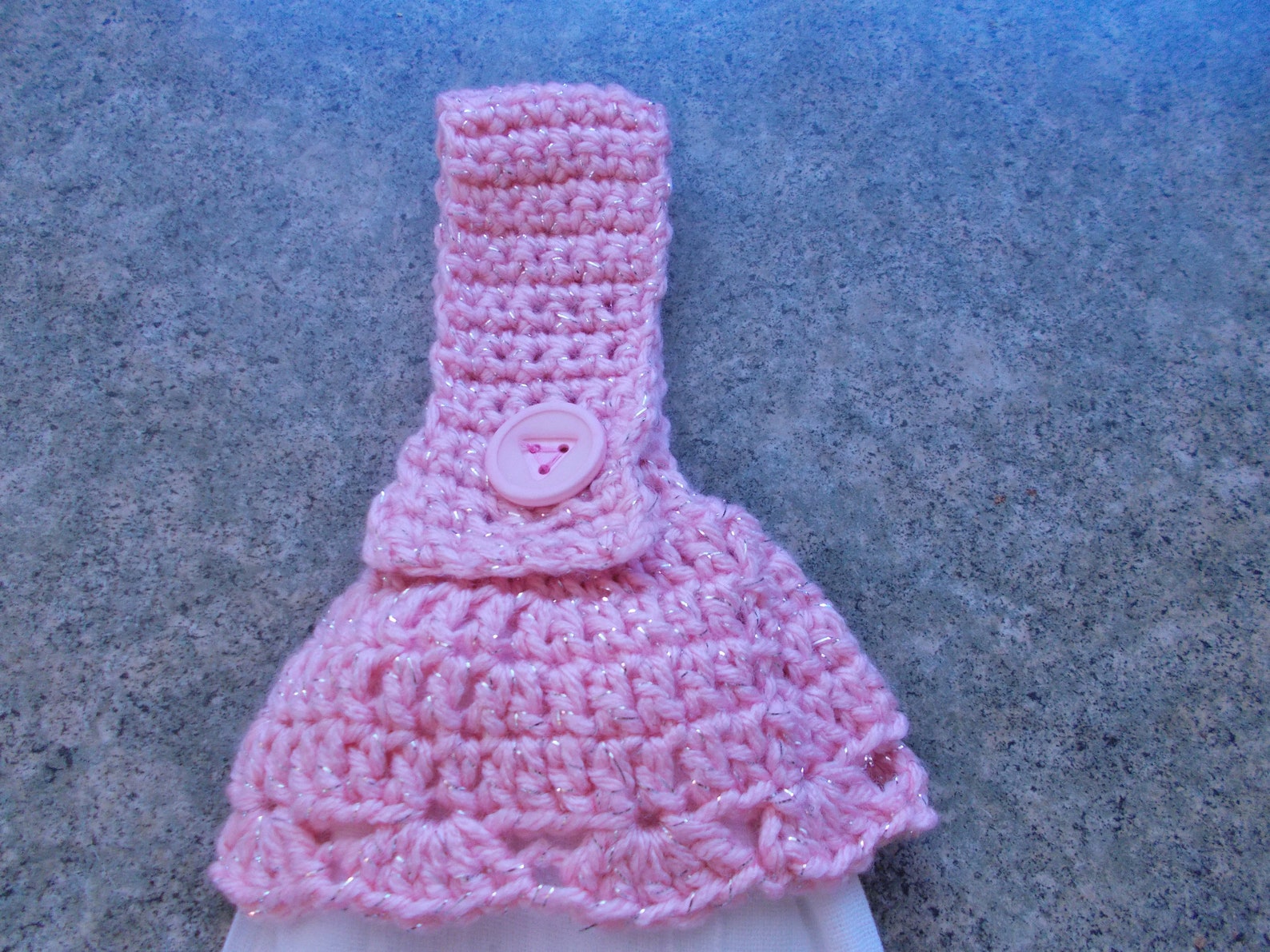 Crocheted Tea Towel Topper With Hidden Ring Sparkling Pink Etsy