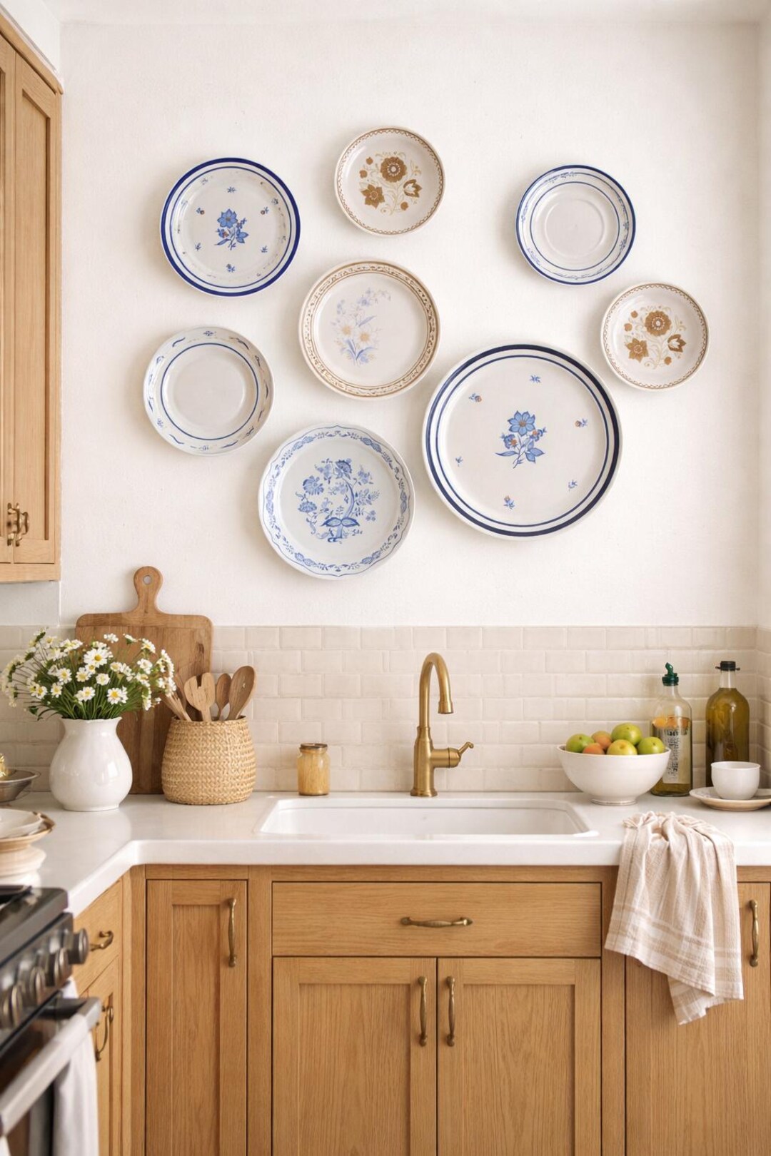 Vintage Floral Plate Wall Set | Farmhouse, MCM Decor (8 Plates ...