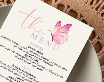 Wedding Menu Template, Elegant Script Wedding Menu Card, Simple Wedding ...