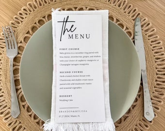 Wedding Menu Template, Elegant Script Wedding Menu Card, Simple Wedding ...