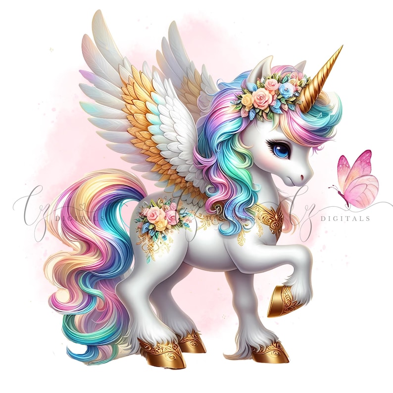 Watercolor Unicorn Clipart Bundle: Rainbow Pastel Art (PNG/JPG Digital ...