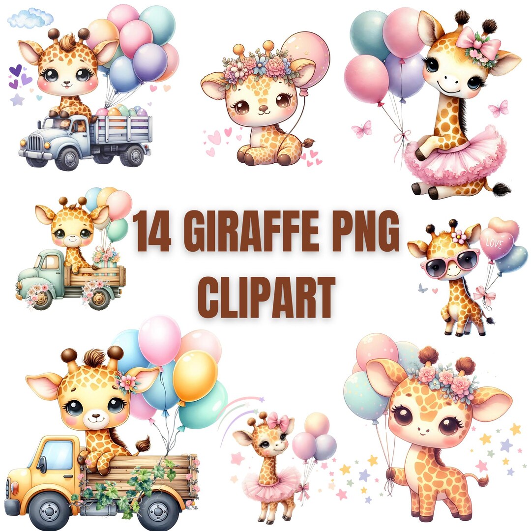 Giraffe PNG Clipart, Safari Nursery Art (digital Download - Etsy