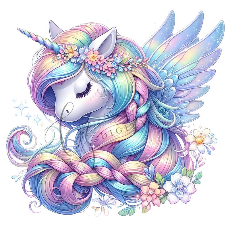 Watercolor Unicorn Clipart Bundle: Rainbow Unicorns, Nursery Decor (PNG ...