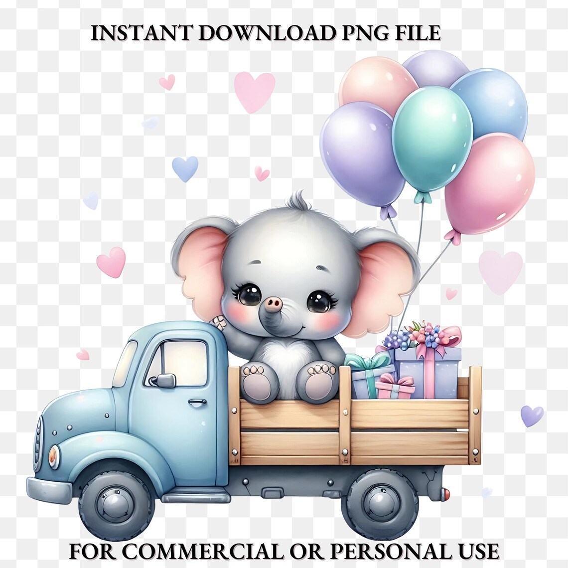 Watercolor Baby Elephant PNG Clipart: Nursery Art (digital Download) - Etsy
