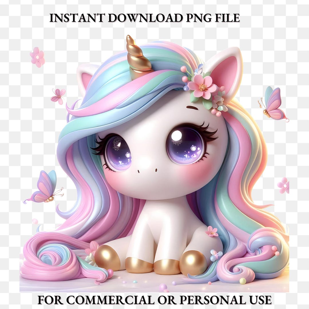 Pastel Rainbow Unicorn Clipart: - Rainbow Unicorns, Nursery Decor (PNG ...