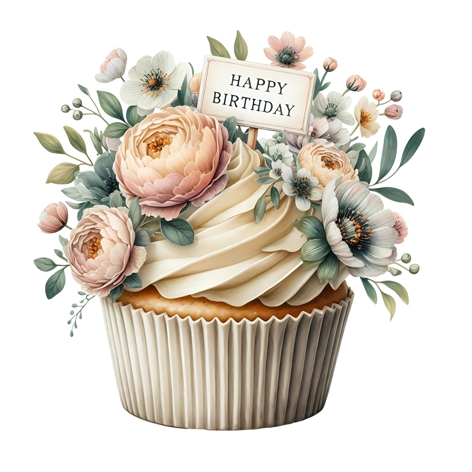 22 Watercolor Cupcake Clipart Bundle, Birthday Dessert Illustrations ...