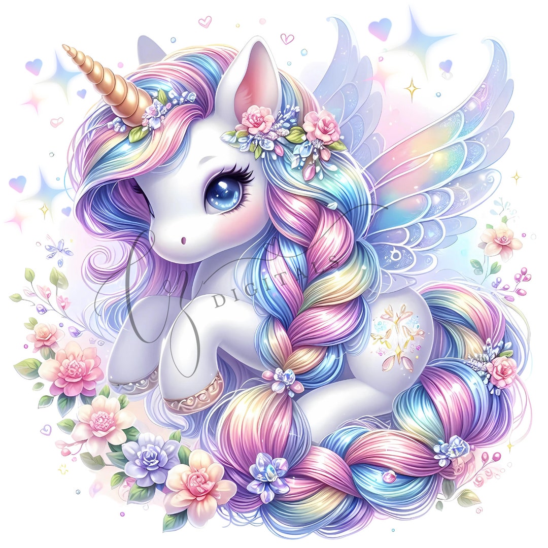 Watercolor Unicorn Clipart Bundle: Rainbow Unicorns, Nursery Decor (PNG ...