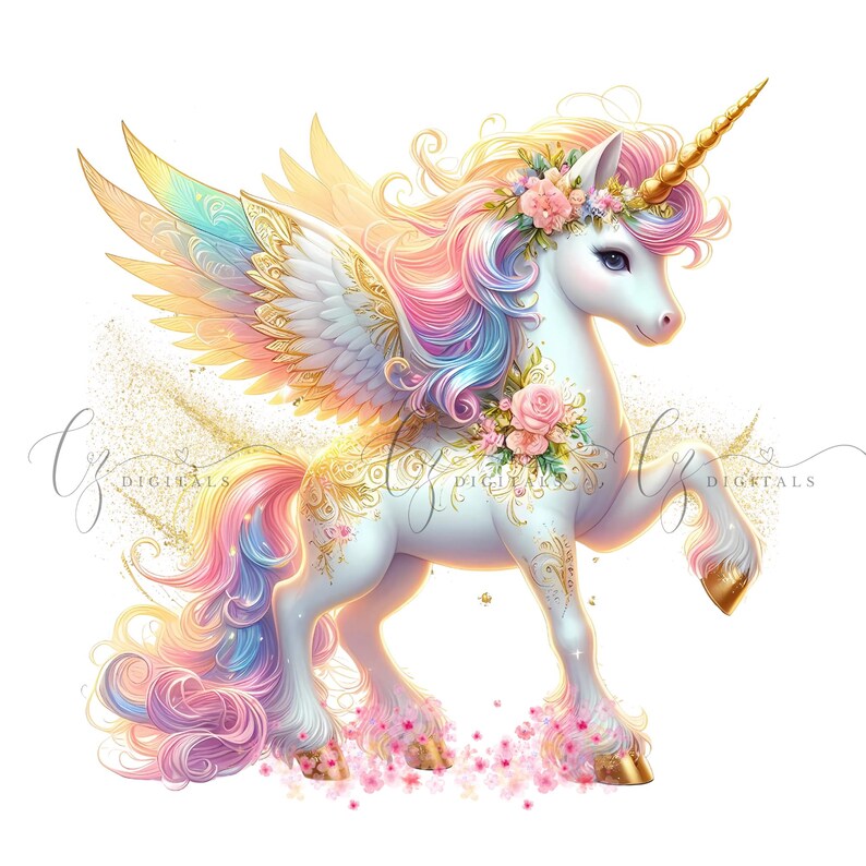 Watercolor Unicorn Clipart Bundle: Rainbow Pastel Art (PNG/JPG Digital ...