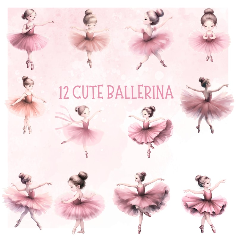 12 Watercolor Ballerina PNG Clipart Bundle, Princess Ballet Girl With ...