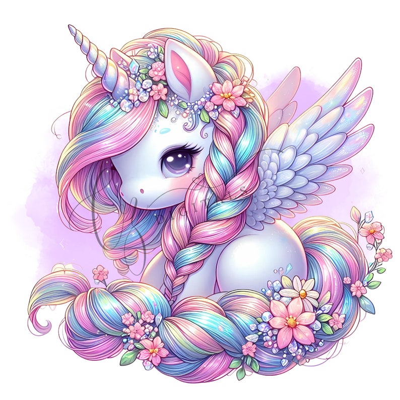 Watercolor Unicorn Clipart Bundle: Rainbow Unicorns, Nursery Decor (PNG ...