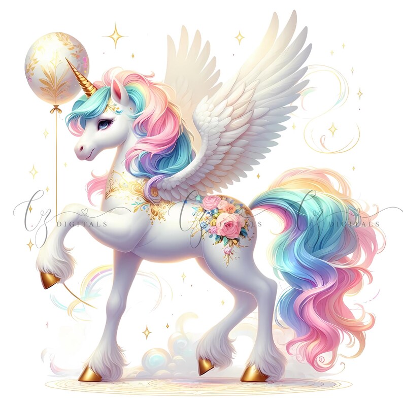 Watercolor Unicorn Clipart Bundle: Rainbow Pastel Art (PNG/JPG Digital ...