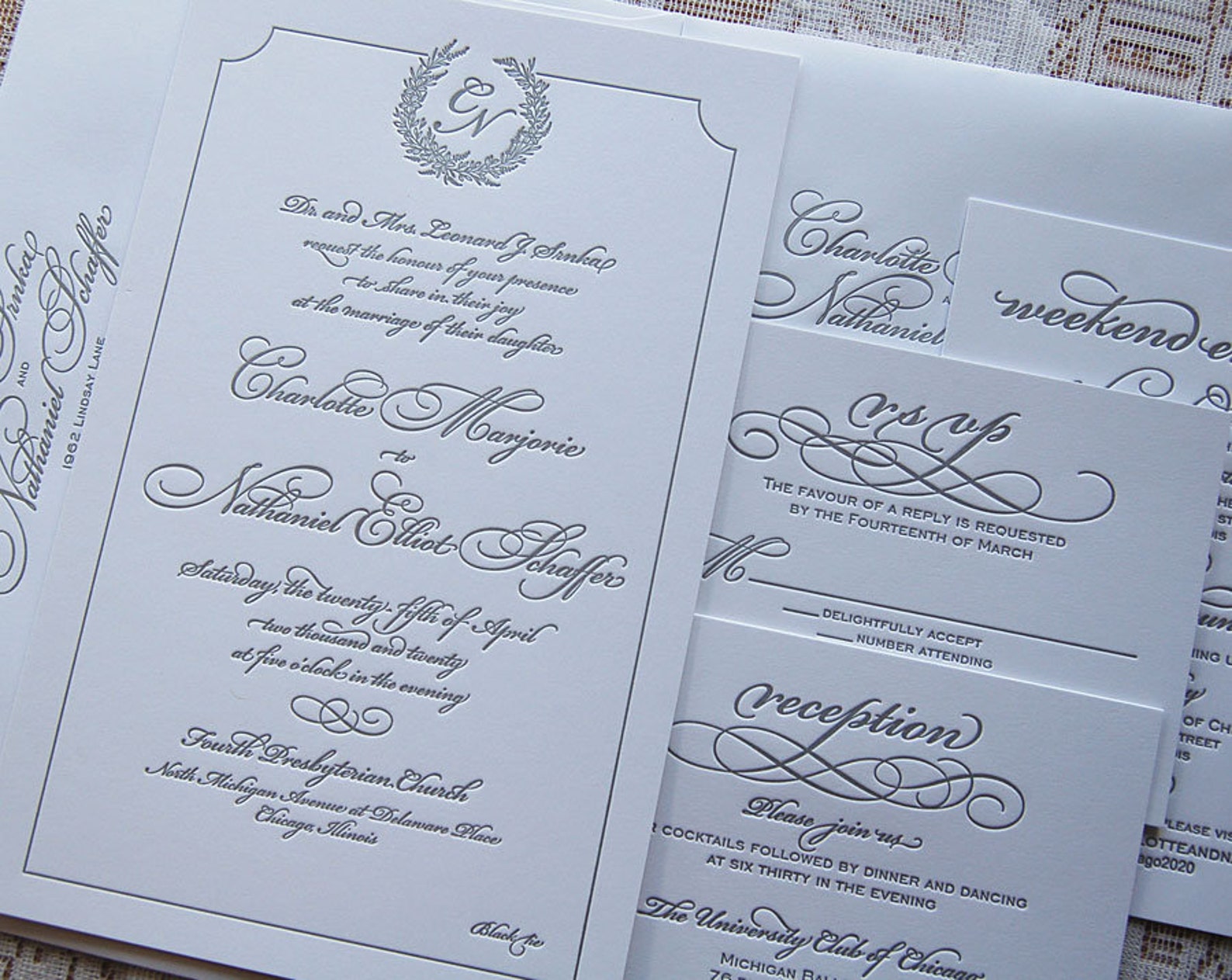 Letterpress Wedding Invitation Sample Wedding Invitation - Etsy