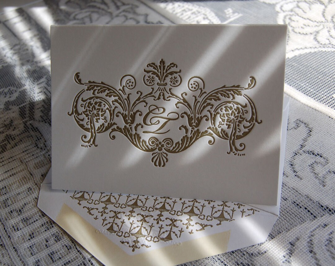 Letterpress Note Cards Sample, Note Card, Art Deco Note Card, Custom ...