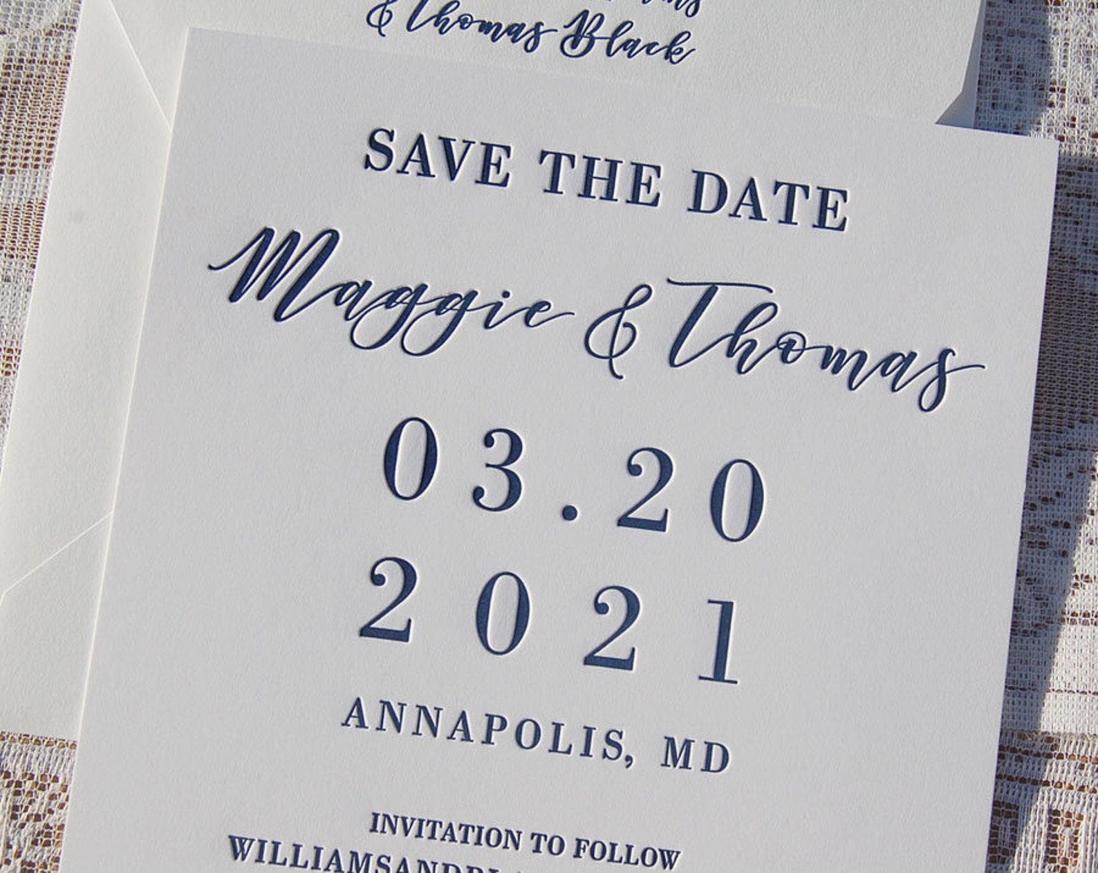 Letterpress Save the Date Sample Save the Date Card Flourish - Etsy