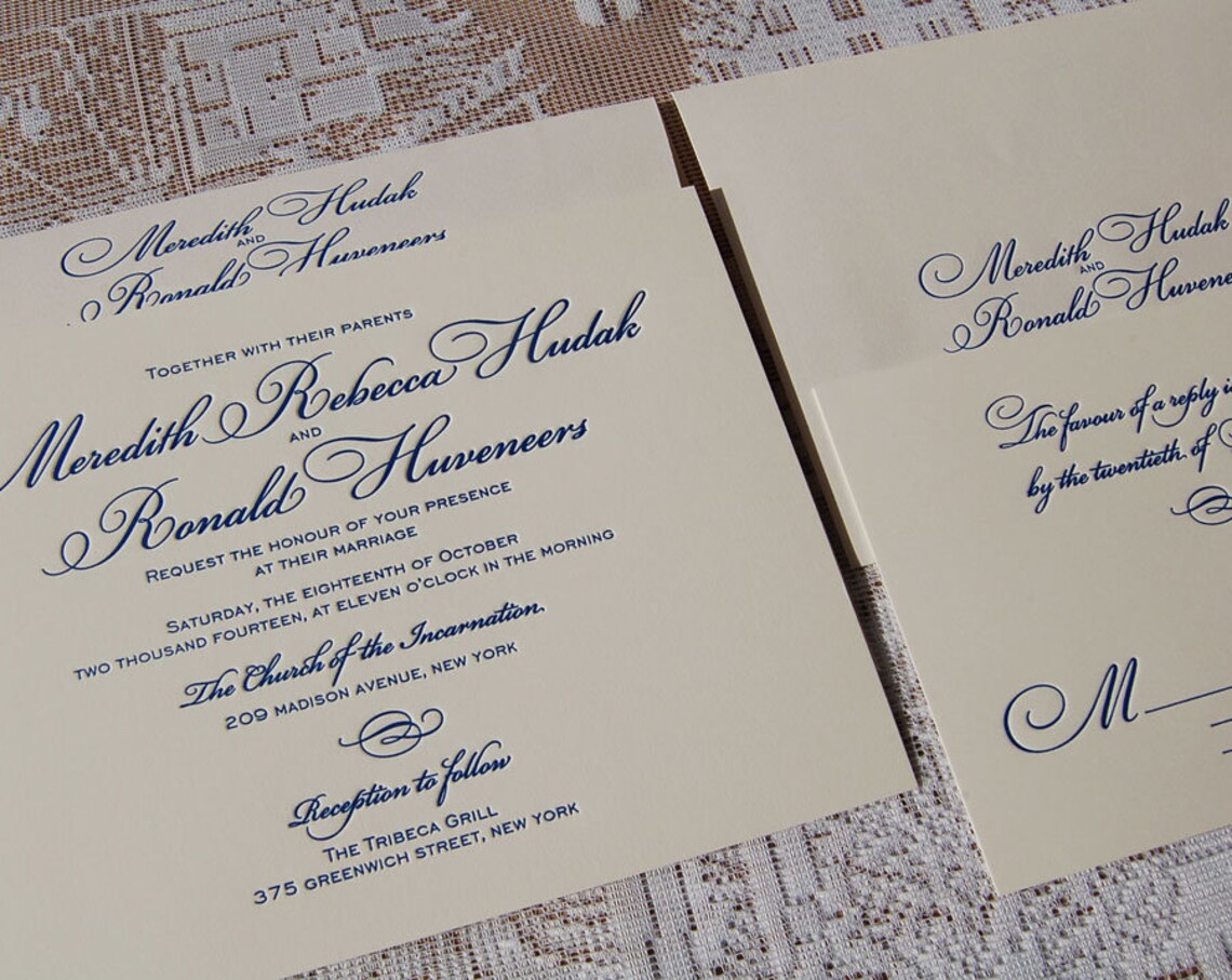 Letterpress Wedding Invitation Sample Wedding Invitation - Etsy