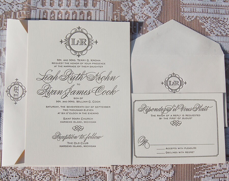 Letterpress Wedding Invitation Sample Wedding Invitation | Etsy