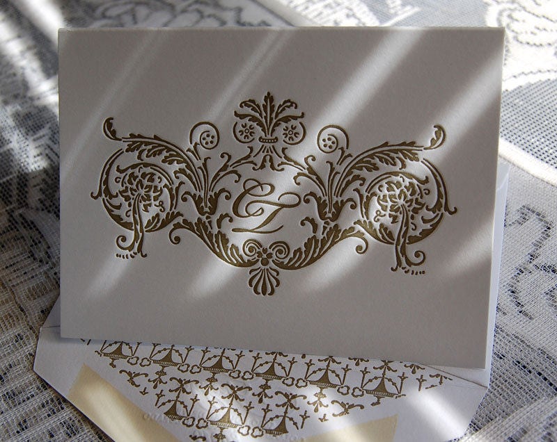 Letterpress Note Cards Sample Note Card Art Deco Note Card | Etsy