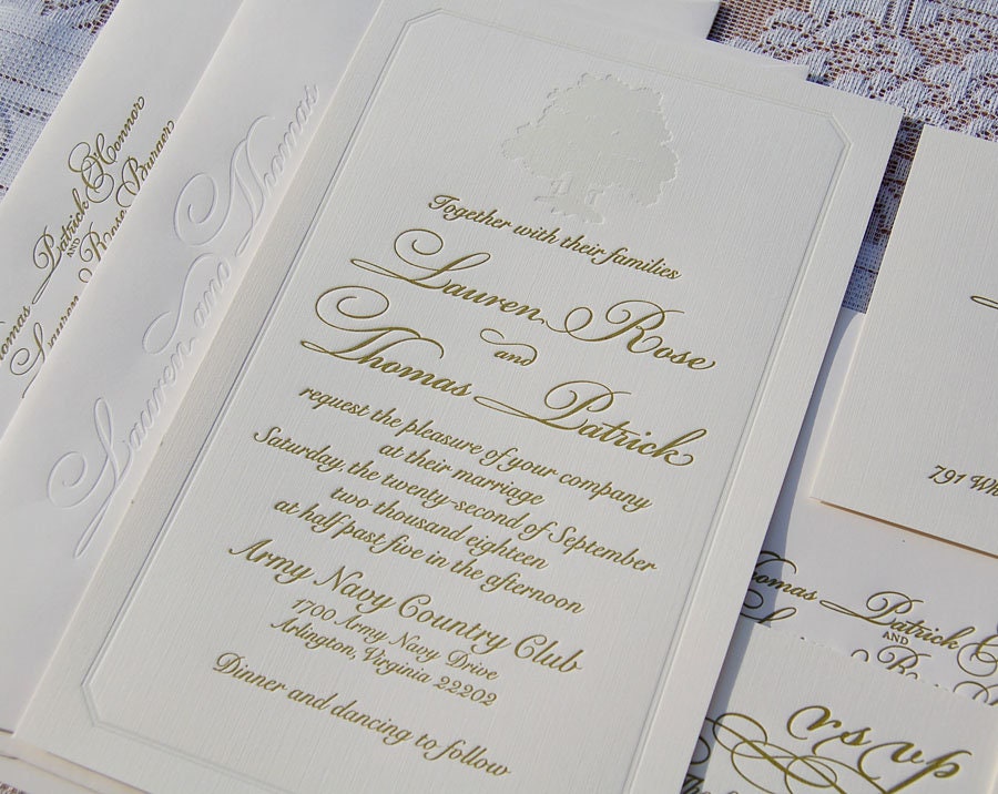 Large Letterpress Wedding Invitation Sample Wedding | Etsy