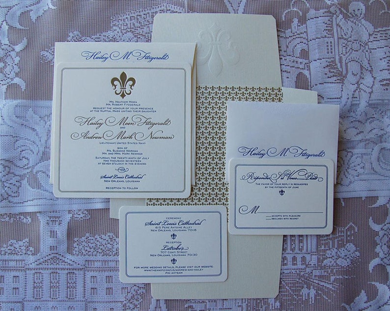 Letterpress Wedding Invitation Sample Square Invitation - Etsy