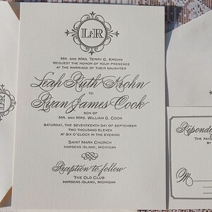 Letterpress Wedding Invitation Sample, Wedding Invitation, Monogram ...